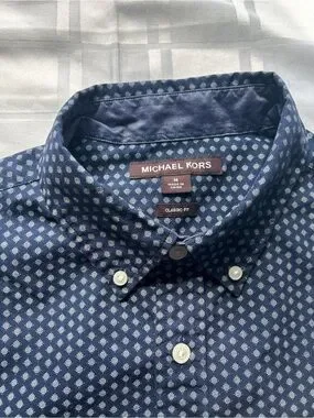 Michael Kors | Shirts | Michael Kors Navy Buttondown Shirt With White ...
